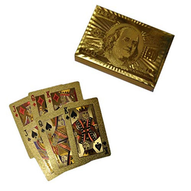 100 Dollar Bill Gold Plastic Heavy Weight Playing Cards 3 Pack ...