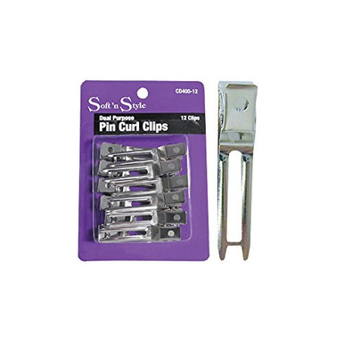 SOFT _N STYLE Salon Double Prong Slide Pin Curl Clips 12Pcs HC-CD40012 ...