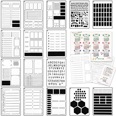 16 Pieces Journal Stencil Plastic Planner Ultimate Productivity Stencil ...