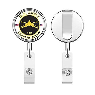 U.S. Army MOS 19D Cavalry Scout Round ID Badge Key Card Tag Holder ...