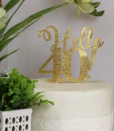 All About Details Gold Hello 40! Cake Topper - Warehousesoverstock
