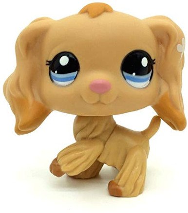 N N Littlest Pet Shop LPS Toy Dog Tan Cocker Spaniel Blue Eyes Caramel ...