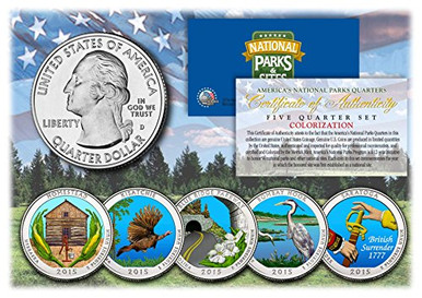 2015 America The Beautiful COLORIZED Quarters U.S. Parks 5-Coin Set w ...