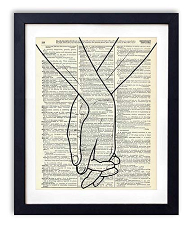 Holding Hands Vintage Dictionary Art Print Minimalist Abstract Art ...