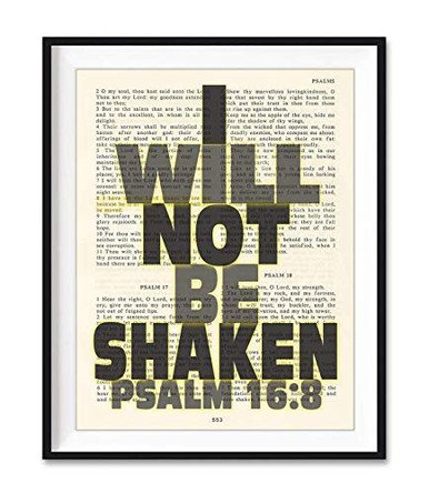 I Will Not Be Shaken Psalm 16 8 Vintage Bible Verse Scripture Christian ...