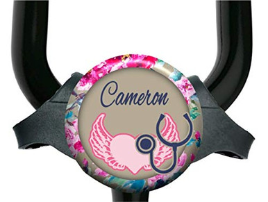 Pink Floral Heart Stethoscope Tag - Adjustable Steth Id Personalized ...