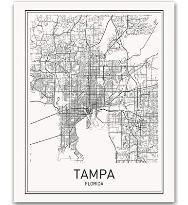 Tampa Poster Map of Tampa Map City Map Posters Modern Map Art City ...