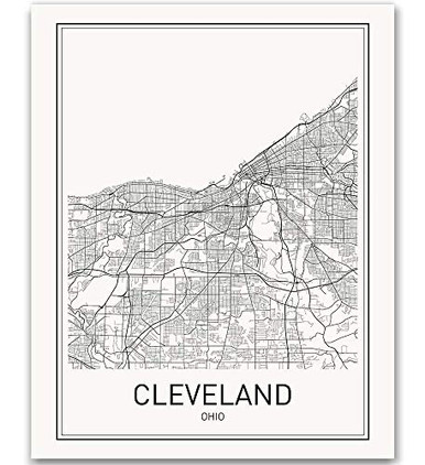 Cleveland Poster Map of Cleveland Cleveland Map City Map Posters Modern ...