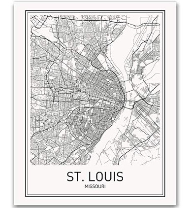 St. Louis Poster St. Louis Map of St. Louis City Map Posters Modern Map ...