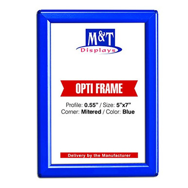 M and T Displays Snap Opti Frame 5x7 Photo Size 0.55inch Blue Mitered ...