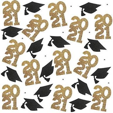 2021 Black and Gold Graduation Glitter Confetti 2021 Graduation ...