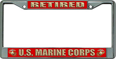 U.S. Marine Corps Retired Chrome License Plate Frame - Warehousesoverstock