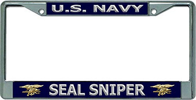 U.S. Navy Seal Sniper Chrome License Plate Frame - Warehousesoverstock