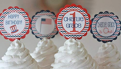12 Red White and Navy Blue Chevron Americana 4th of July Flag Theme ...