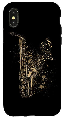 iPhone X XS Saxophone Vintage Style With Musical Notes Saxophone Player ...