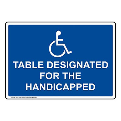 Table Designated for The Handicapped Label Decal with Symbol 5x3.5 in ...