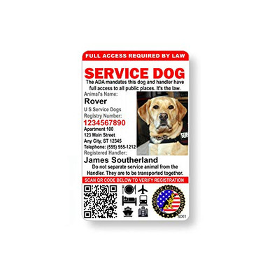 Just 4 Paws Custom Holographic QR Code Service Dog ID Card with ...