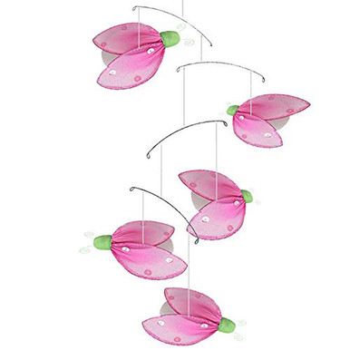 Ladybug Mobile Green Pink Glitter Nylon Mesh Ladybugs Mobiles ...