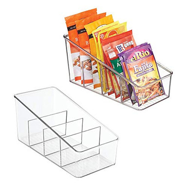 mDesign Large Plastic Food Packet Organizer Caddy Fridge or Freezer ...