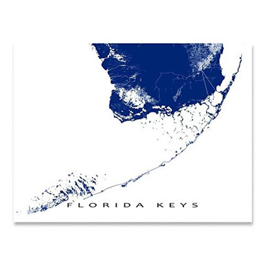 Florida Keys Map Print Key West Key Largo USA Wall Art Poster ...