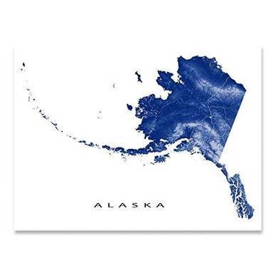 Alaska Wall Art Print 8x10 Alaska Map Poster 24x36 Handmade Topographic ...