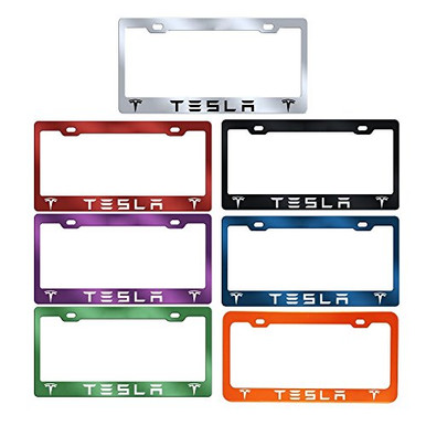 Tesla Logo Laser Engraved License Plate Frame -Anodized Aluminum ...