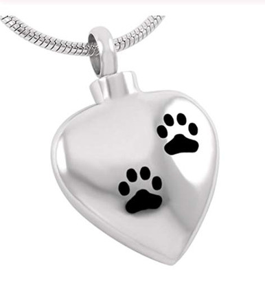 N O Double paw Print pet Heart Cremation Ur Bone Locket Necklace ...