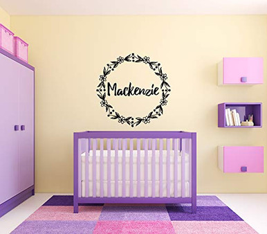 Vinyl Sticker Mackenzie Boy Floral Name Font Type Kids Room Nursery ...
