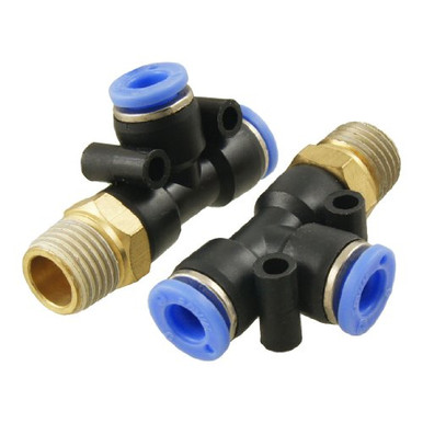 uxcell 2 Pcs Pneumatic 1 4 inches Thread 6mm One Touch Push In T Joint ...