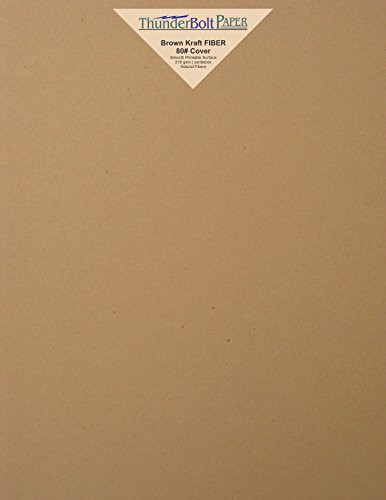 50 Brown Kraft Fiber 80# Cover Paper Sheets - 8" X 10" (8X10 Inches ...