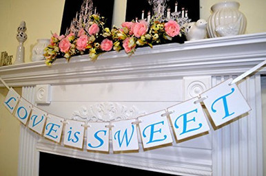 Love Is Sweet - Blue love banner wedding banners garland sweet love ...
