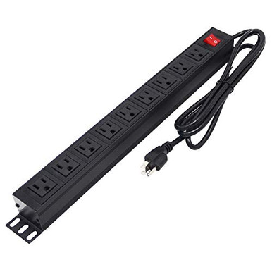 Metal Wall Mount Power Strip 9 Outlet Mountable Power Outlet with ...