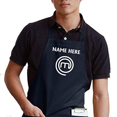 Masterchef Inspired apron logo and name Machine embroidered on long ...