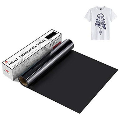JANDJPACKAGING Black Heat Transfer Vinyl - Black HTV Vinyl Roll 12inch ...