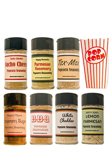 Premium - POPCORN SEASONING - Variety 7 Pack - 8 Authentic POPCORN BAGS ...