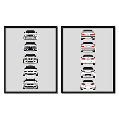 BMW M3 Generations -Front and Rear SET- Inspired Poster Print Wall Art ...
