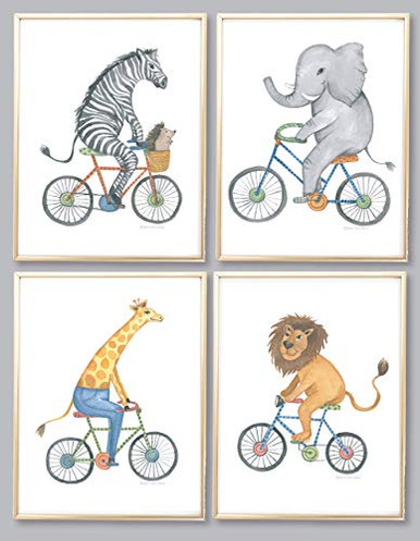 Zoo animals print set elephant print zebra print lion print giraffe ...