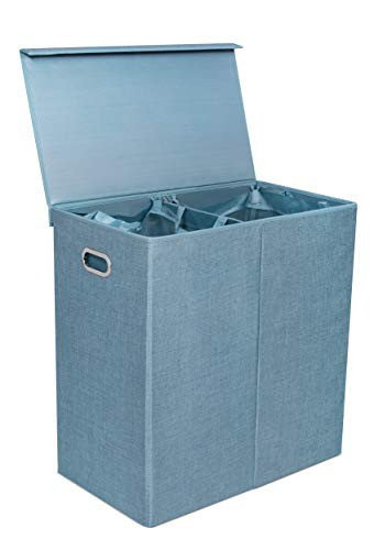 BirdRock Home Double Laundry Hamper with Lid and Removable Liners ...