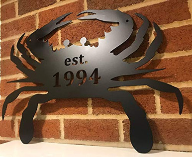 Personalized Crab Metal Monogram Sign EST. Wedding Gift. Family Name ...