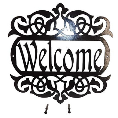 Welcome Sign. Metal Art. Jet Black Texture. Solid Steel. Handmade in ...