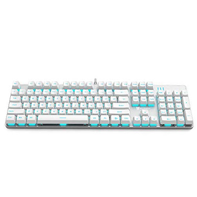 Basaltech White Mechanical Gaming Keyboard with Blue LED Backlit 104 ...