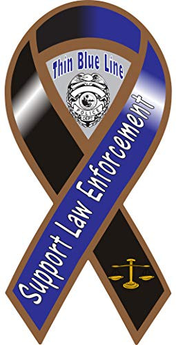 Support Law Enforcement Thin Blue Line Ribbon Vinyl Decal _ Choose Size ...