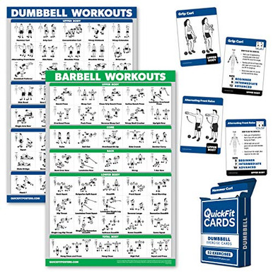 3 Pack Dumbbell Workout Poster Plus Barbell Exercises Poster Set Plus ...