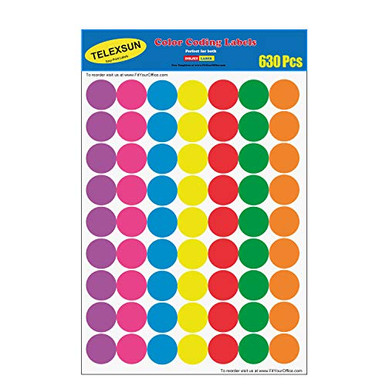 630 Pcs 1 inch Round Color Coding Circle Dot Labels_ 7 Bright Neon ...