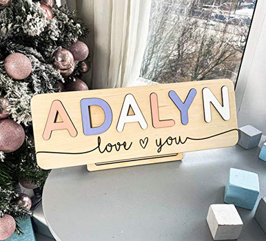 Personalized Wooden Name Puzzle with Engraving Under Name Handmade Gift ...
