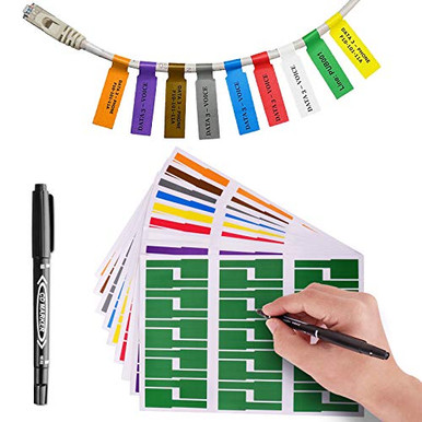 210PCS Colorful Cable Labels with Mark Pen_ Waterproof Cord Labels_Self ...