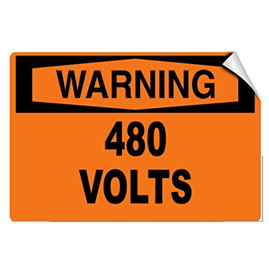 Warning 480 Volts Hazard Hazard Labels Label Decal Sticker 7 Inches X 5 ...
