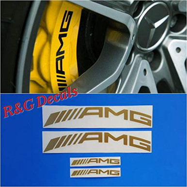 R and G AMG CURVE High Temp Brake Caliper Decal Sticker Set of 4 Decals _Gold_ - Warehousesoverstock
