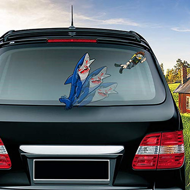 MIYSNEIRN Rear Window Wiper Decal Animal Shark Predation Waving Wiper ...