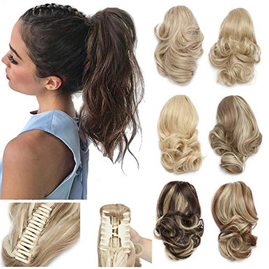 12 inch Claw Ponytail Extension Short Curly Clip in Hairpiece with Jaw ...